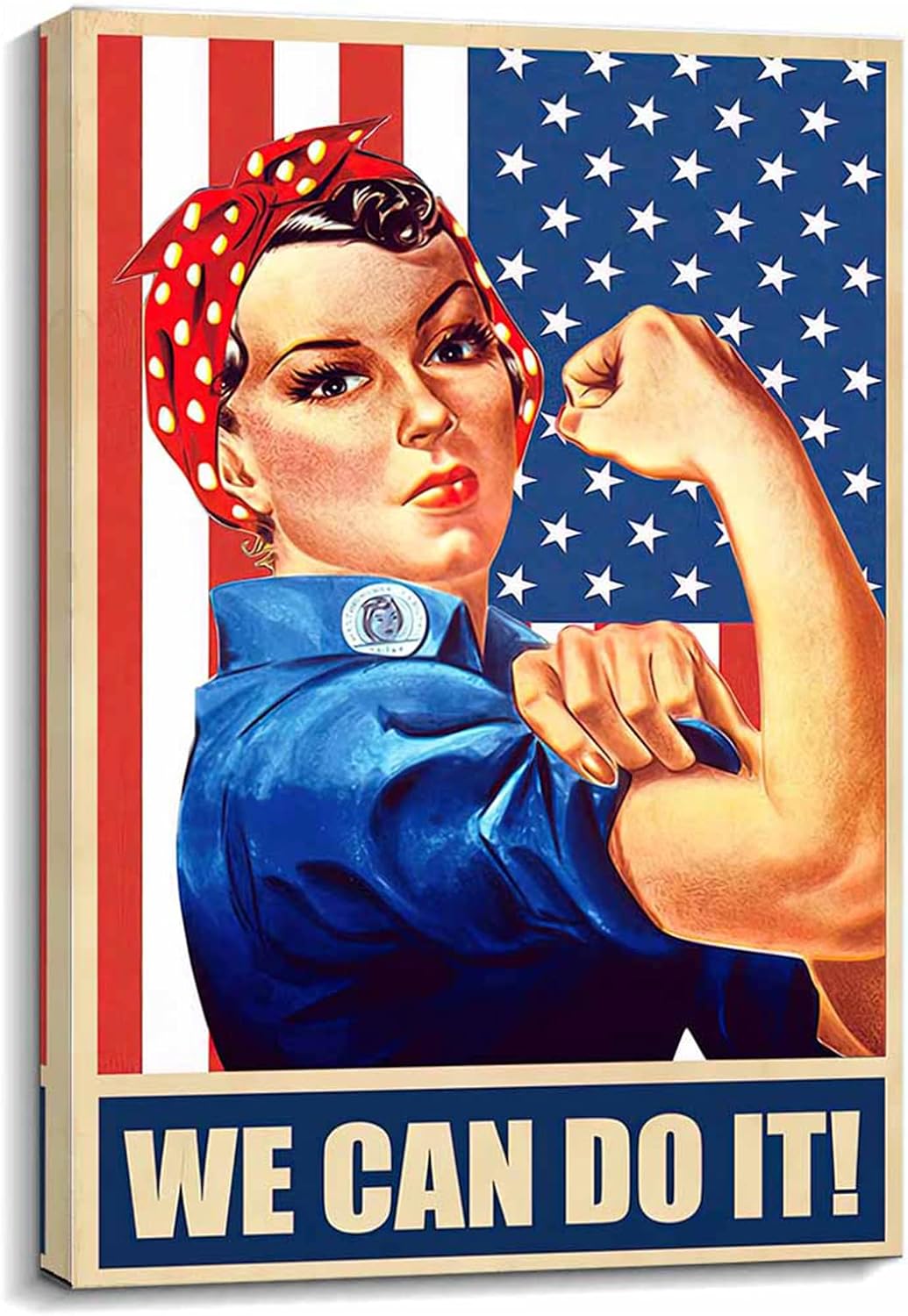 Amazon.com: Rosie The Riveter Poster Framed Canvas Woman Wall Art ...