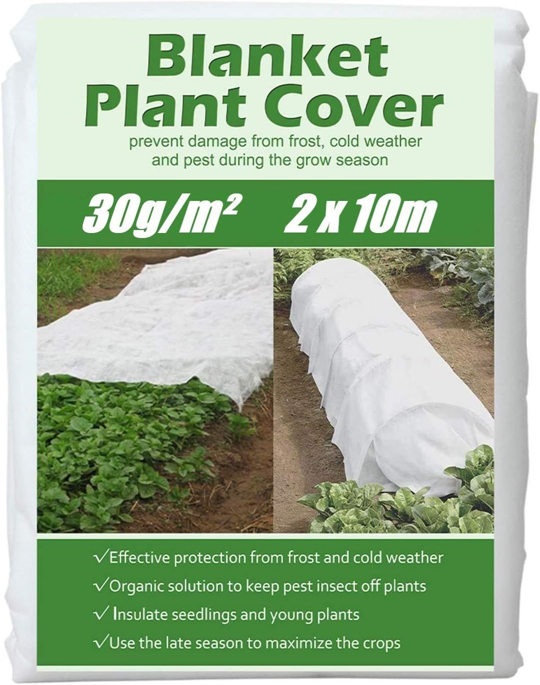 KAHEIGN 2 x 10M Plant Frost Protection Fleece, 30gsm Garden Fleece ...