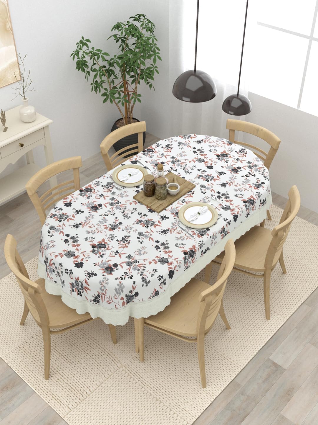 Buy Clasiko 6 Seater Oval Dining Table Cover; 60x90 Inches; Material ...