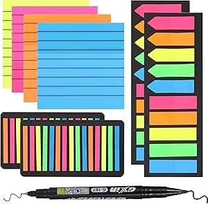 Lined Transparent Sticky Notes, 1200 Sheets Clear Sticky Tabs Set with ...