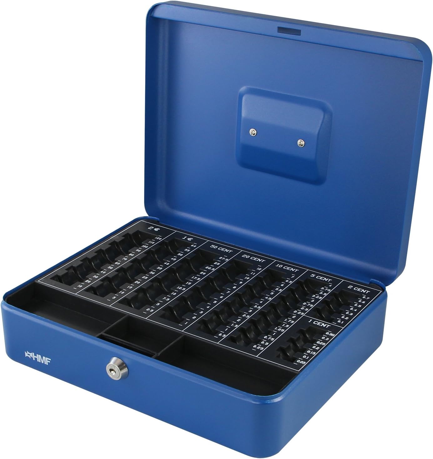 HMF 10015-05 Cash Box with Euro Coin Tray 30 x 24 x 9 cm, Blue : Amazon ...