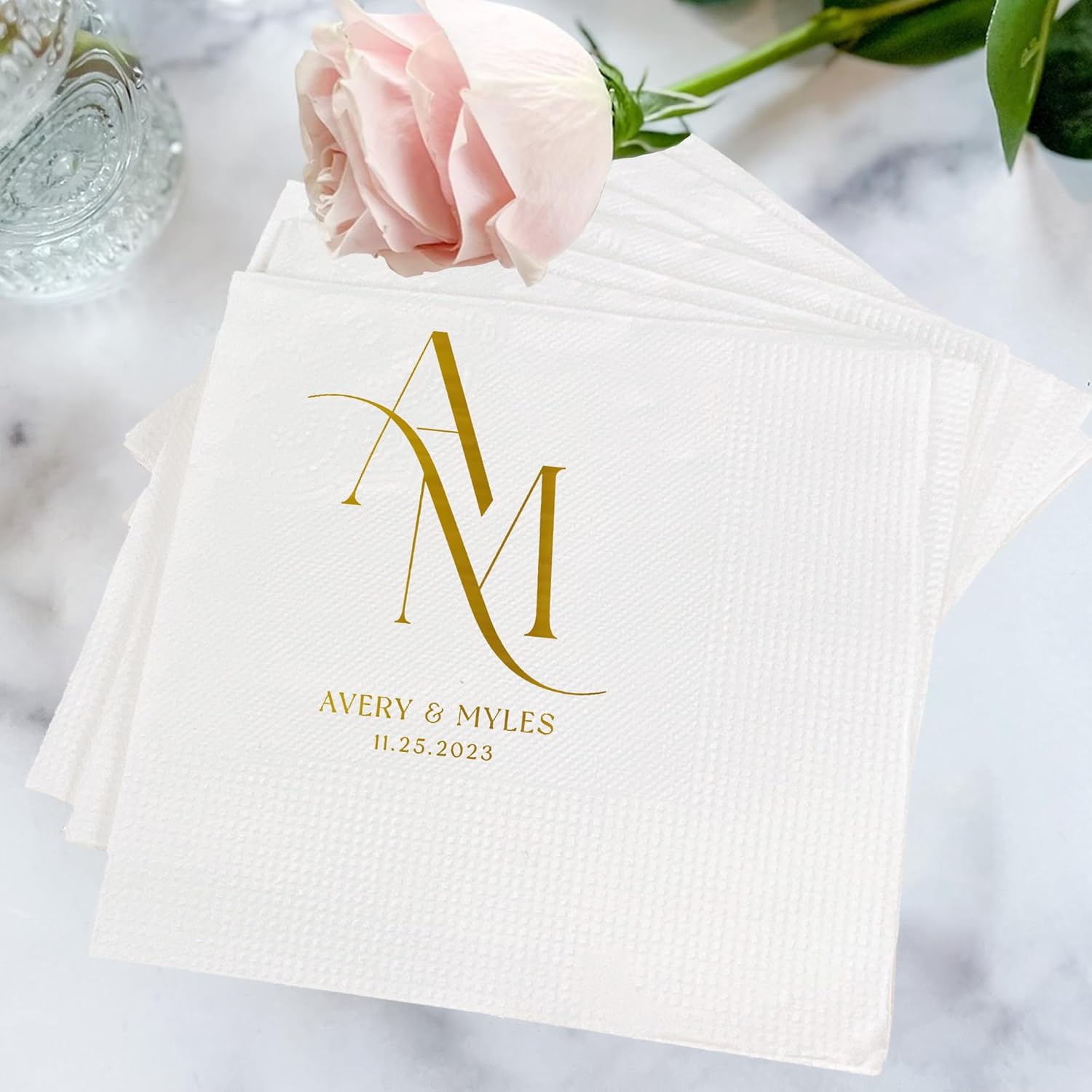 Amazon.com | GodLover Personalized Pack 50pcs Wedding Dinner Napkins ...