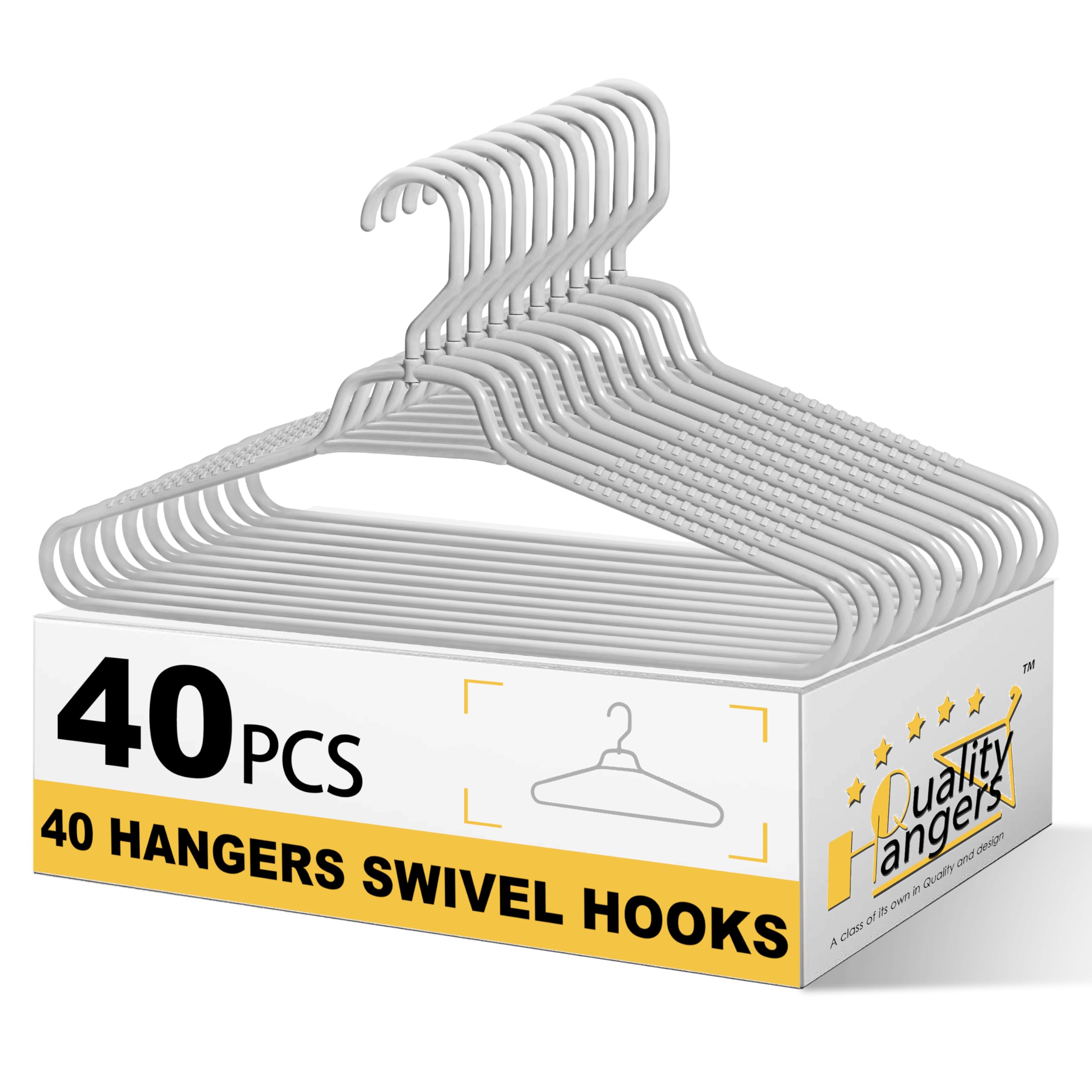 Amazon.com: Quality Hangers Heavy Duty Gray Plastic Hangers 40-Pack ...