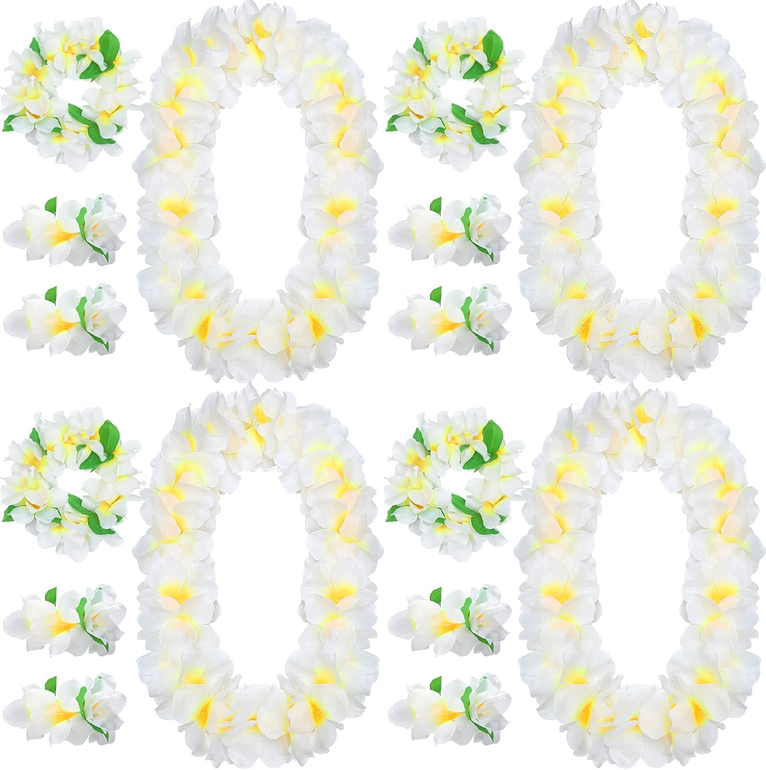 Amazon.com: Hanaive 16 Pieces Hawaiian Flower Lei Set, Including 4 Pcs ...
