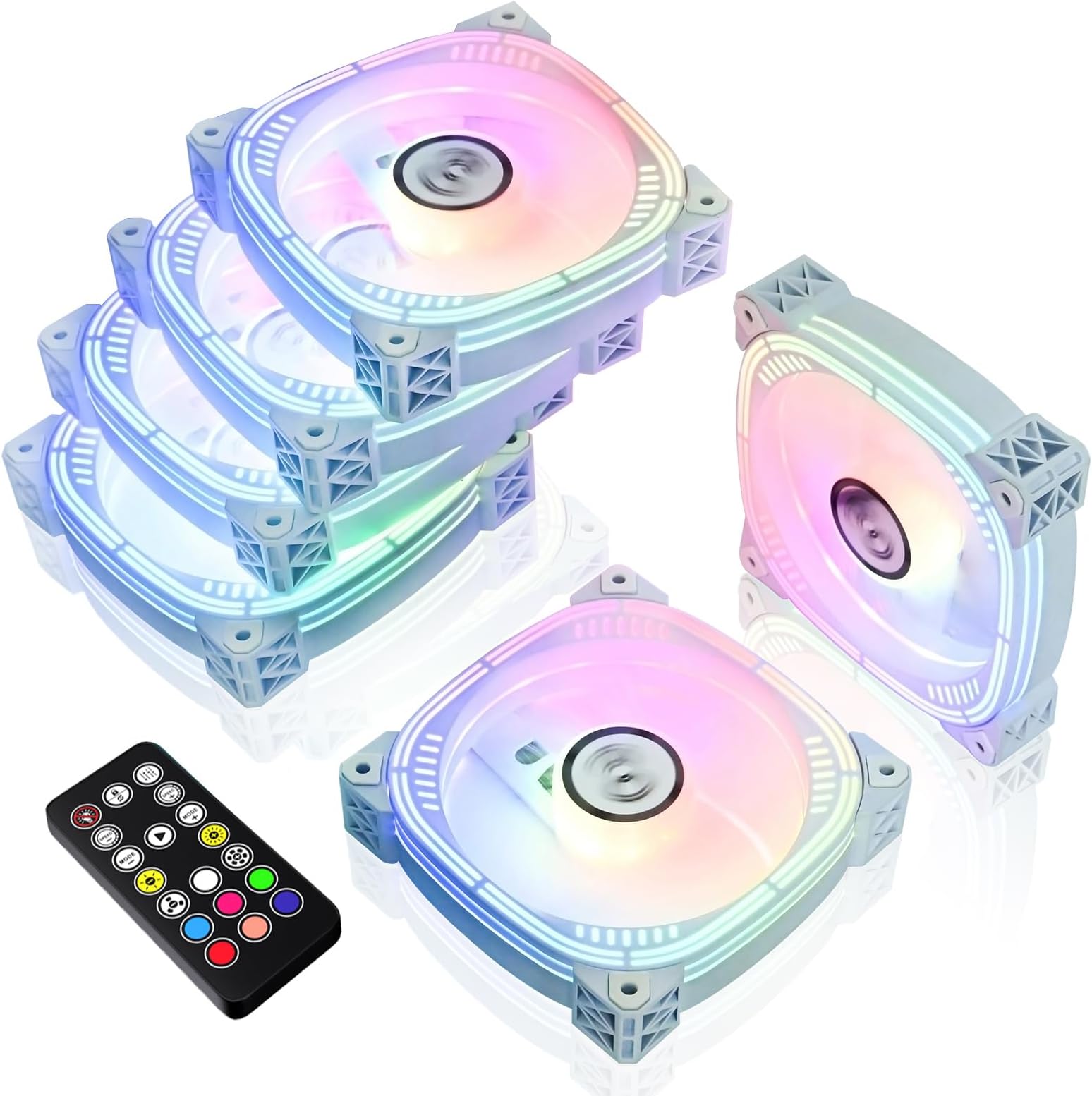 Onewatt DS-E06 DS White RGB LED 120MM Case Cooling Fans with Remote ...