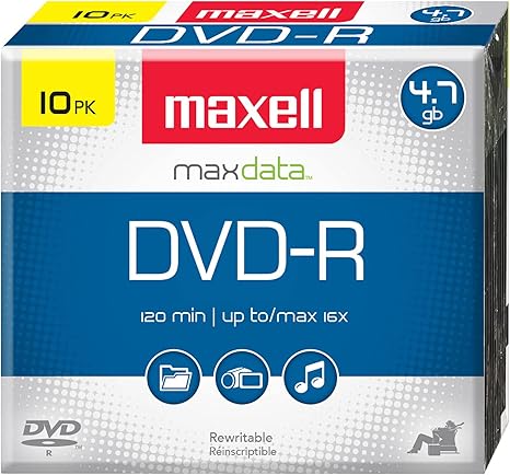 Amazon.com : Maxell 638004 4.7Gb Dvd-R 10Mm Jewel case : Blank Dvd R ...