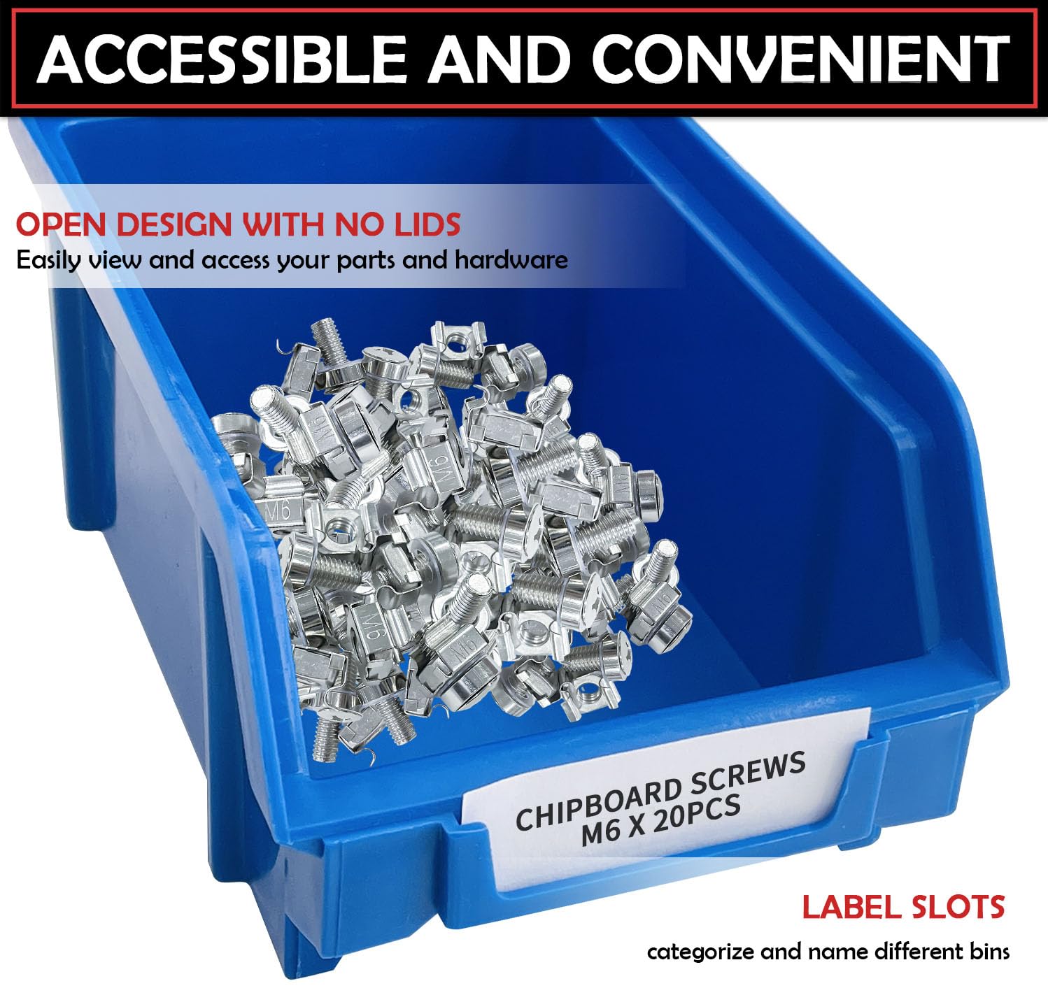 Snapklik.com : Wall Mounted Storage Bins Parts Rack, 30Pcs Bins Plastic ...