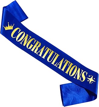 Amazon.com: Congratulations Sash for Girl Boy,Blue Satin Gold Foil ...