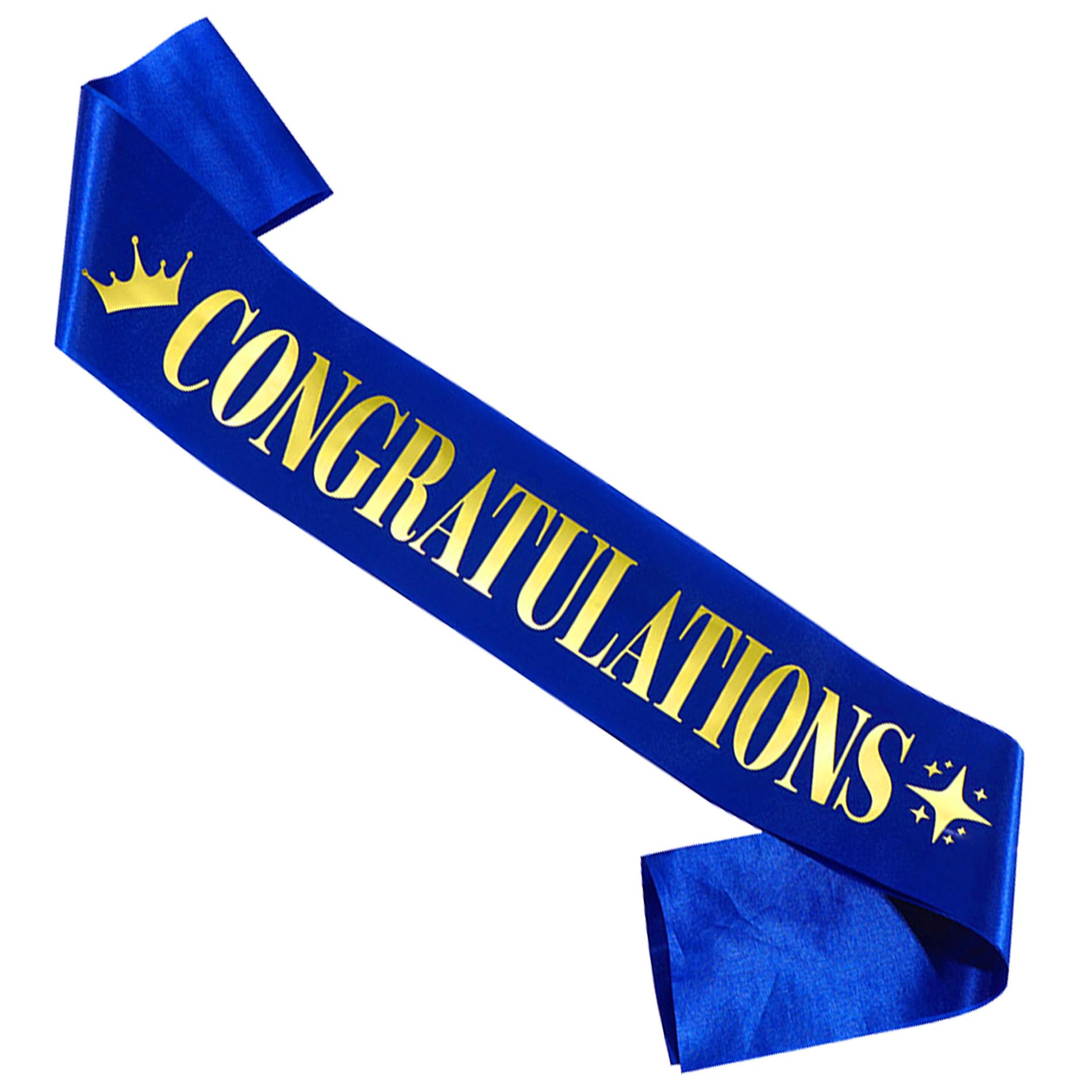 Amazon.com: Congratulations Sash for Girl Boy,Blue Satin Gold Foil ...