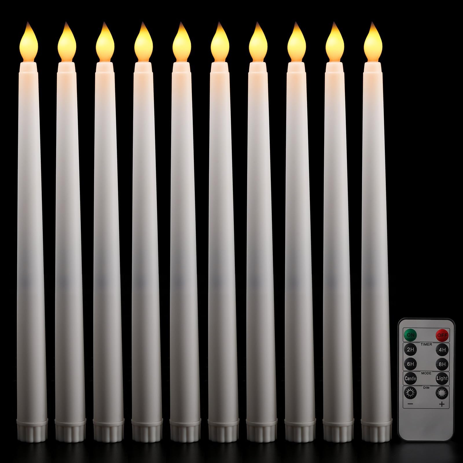 PTSBENCO LED Candles Taper Candles with Timer, 10pcs Battery Operated ...