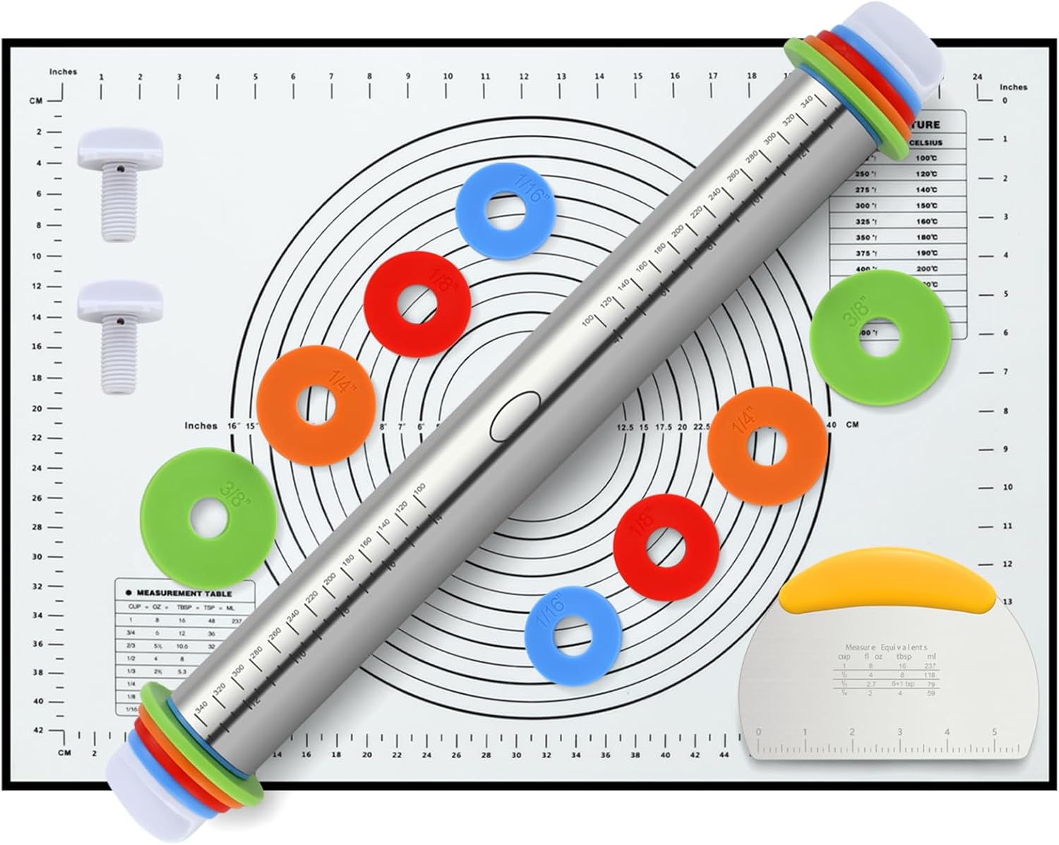 Amazon.com: Unokit Rolling pin 3-Piece Set, 17.5" Rolling Pin with ...