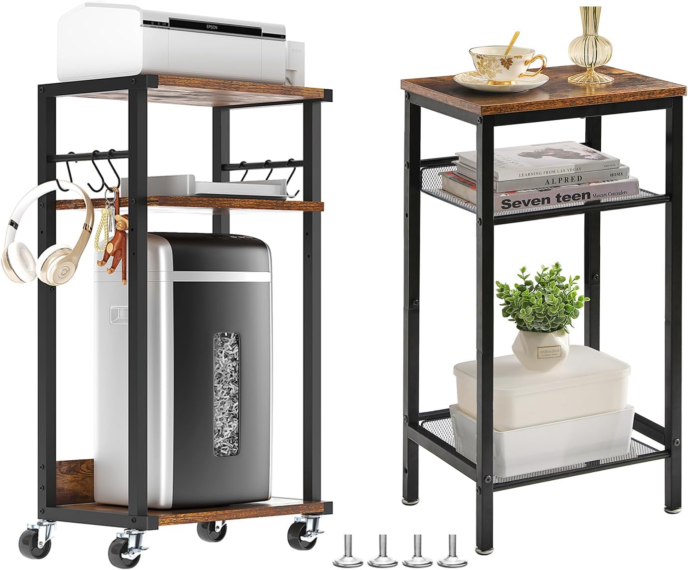 Amazon.com: YMYNY Mobile Printer Stand, Tall End Table with Adjustable ...