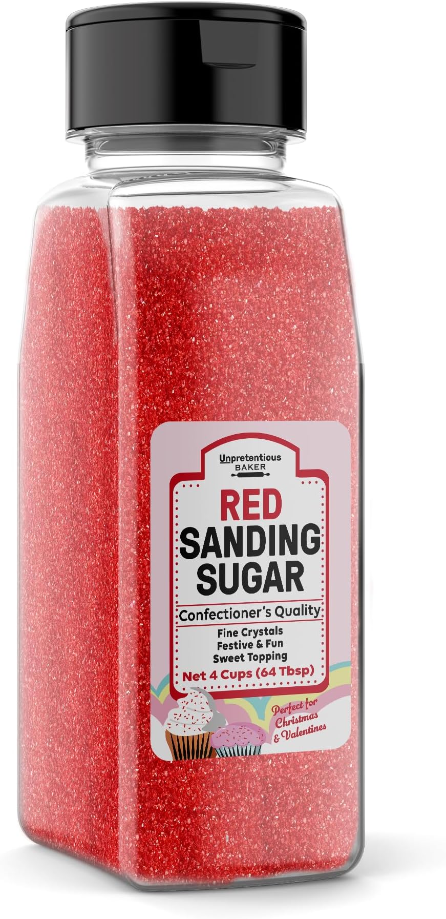 Amazon.com: Unpretentious Red Sanding Sugar (4 Cups), Colorful Sugar ...