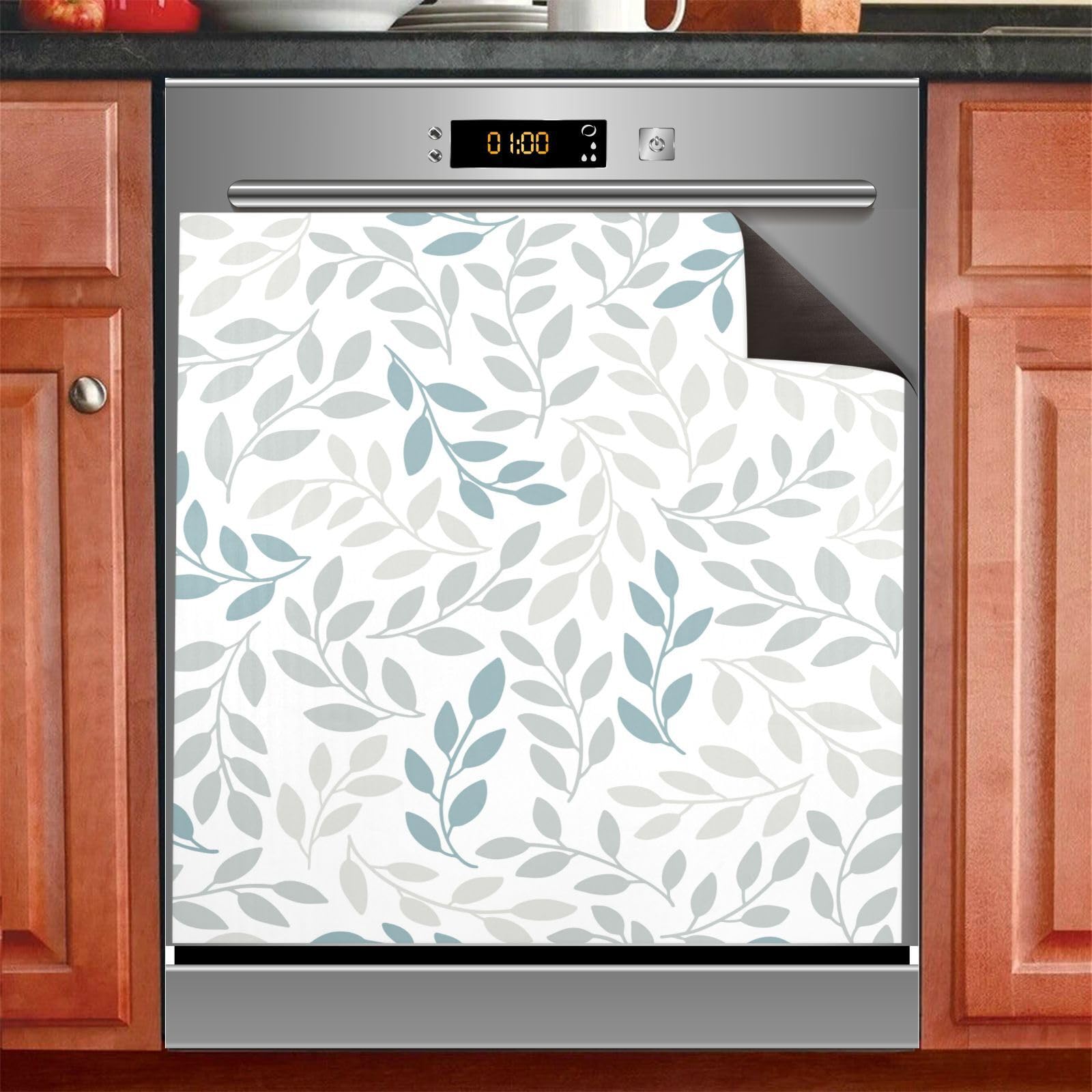Amazon.com: Dishwasher Cover Panel, Summer Leaves Elegant Refrigerator ...
