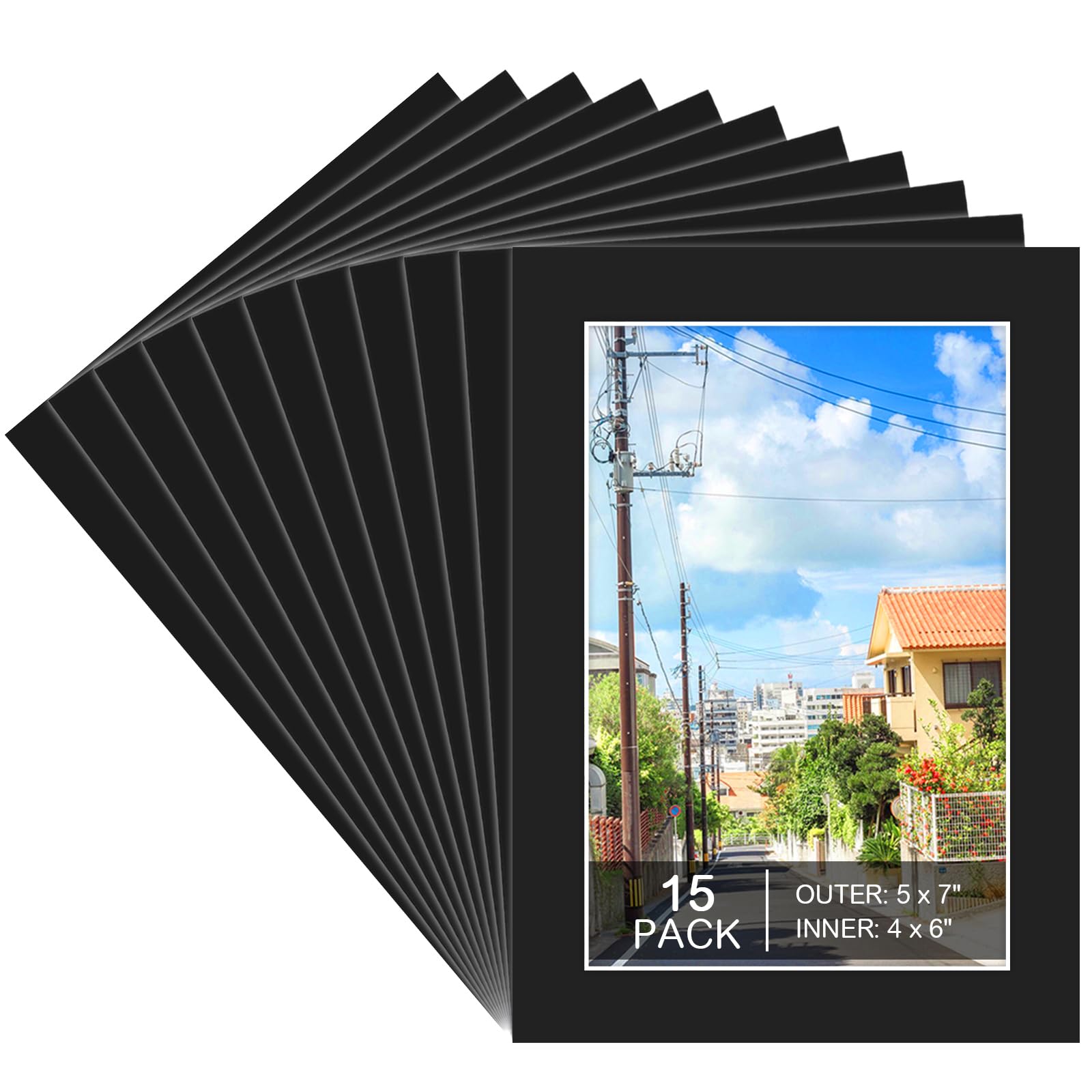 Amazon.com: 15 Pack 5x7 Black Picture Mats, Frame Mattes for 4x6 ...