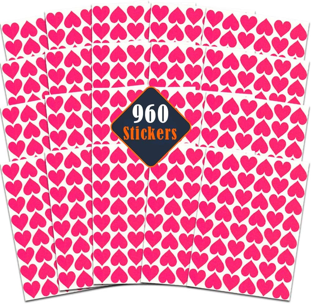 Amazon.com: Bulk Heart Stickers Set - Bundle of 20 Sheets of Pink ...