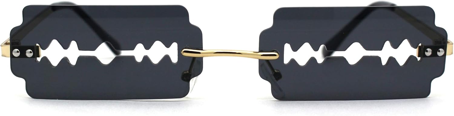 Amazon.com: SA106 Razor Blade Shape Funky Hipster Rimless Sunglasses ...
