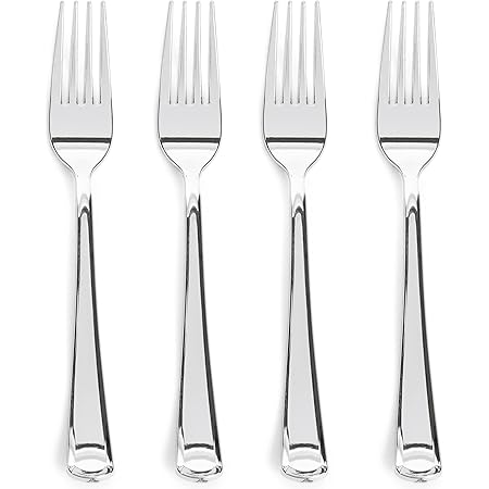 Amazon.com: Prestee 300 Silver Plastic Forks Heavy-Duty, Heavyweight ...