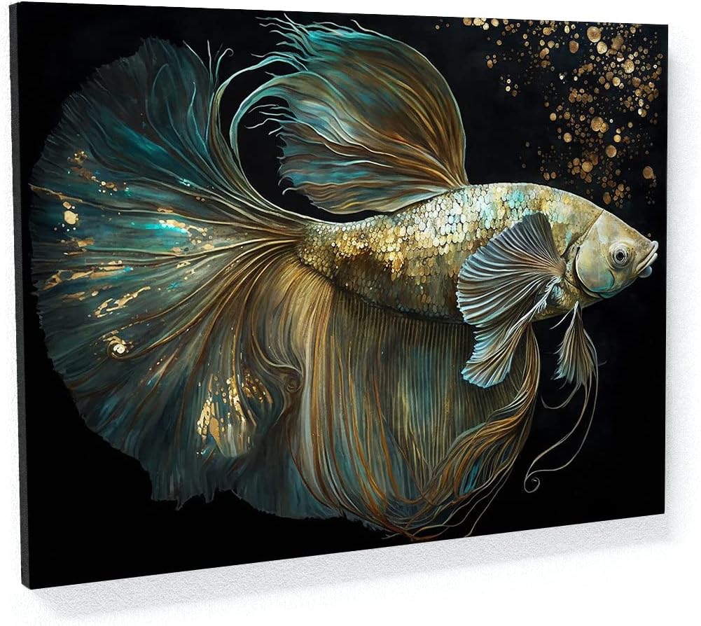 Amazon.com: Sense Canvas Betta Fish Art 4 Canvas Art - Home Decor Wall ...