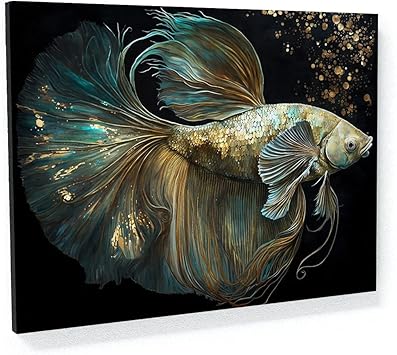 Amazon.com: Sense Canvas Betta Fish Art 4 Canvas Art - Home Decor Wall ...