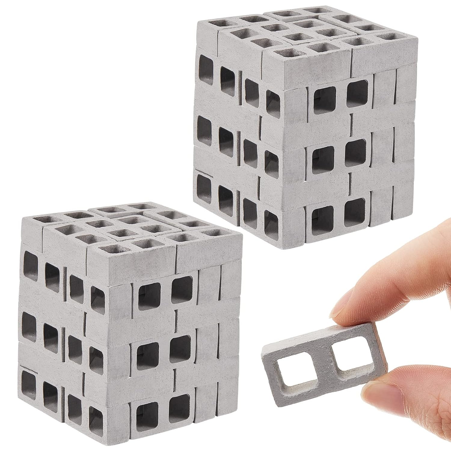 Buy DEEKIN 100 Pcs Mini Cinder Blocks 1/12 Scale Mini Bricks Miniature ...