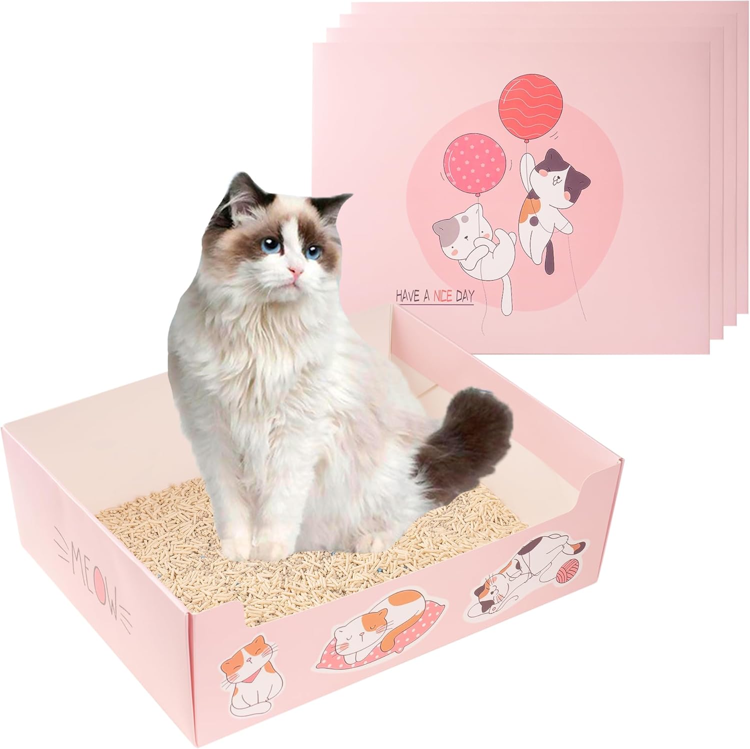 Amazon.com: Disposable Litter Boxes for Cats, 4Pcs Collapsible Travel ...