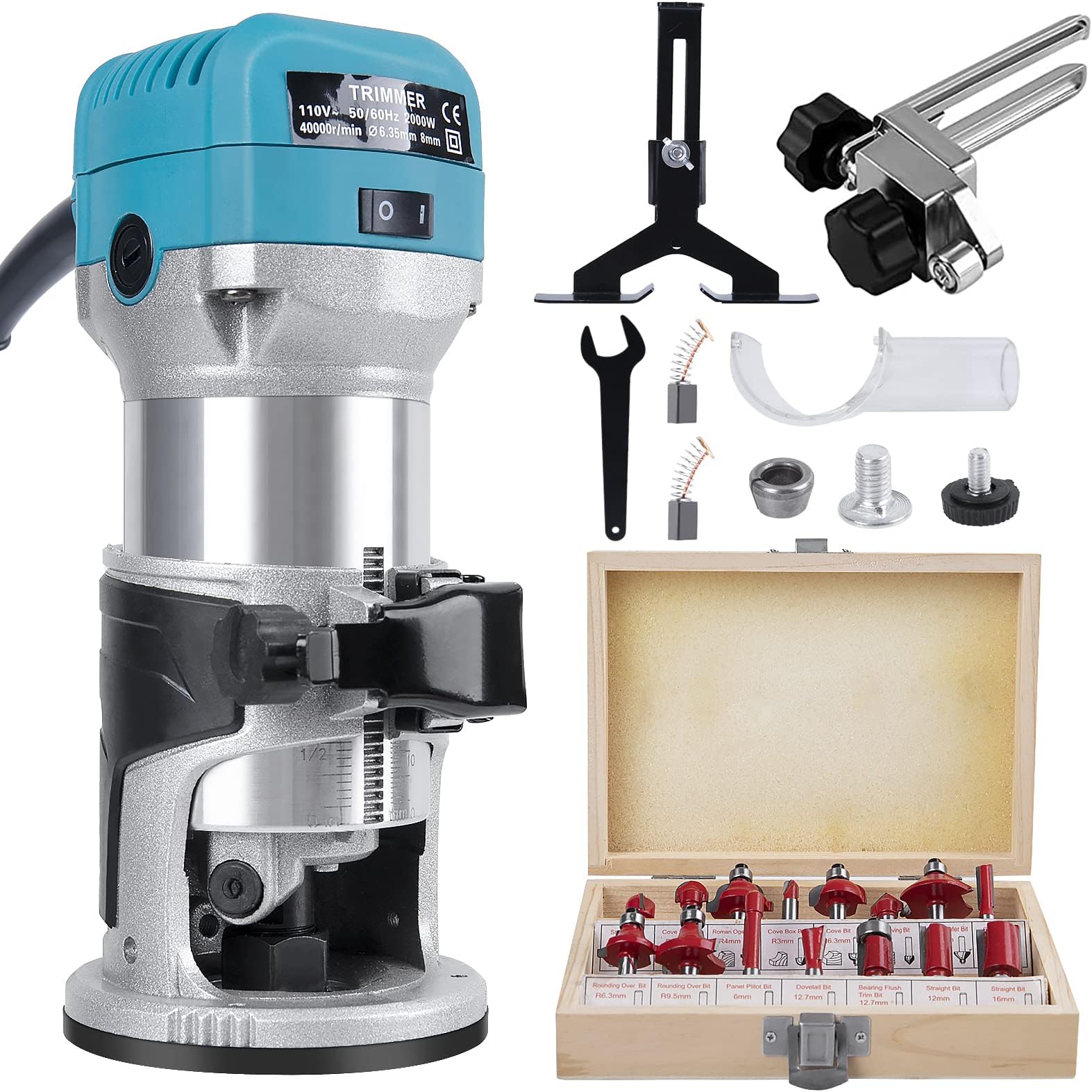 NliuLJW Wood Router Tool, 800W Electric Compact Router with Trimmer ...