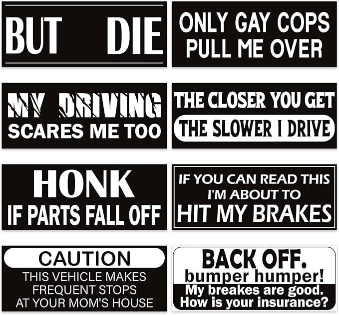 Amazon.com - Auto Sticker 8 Pieces Funny Car Decals Truck Stickers ...