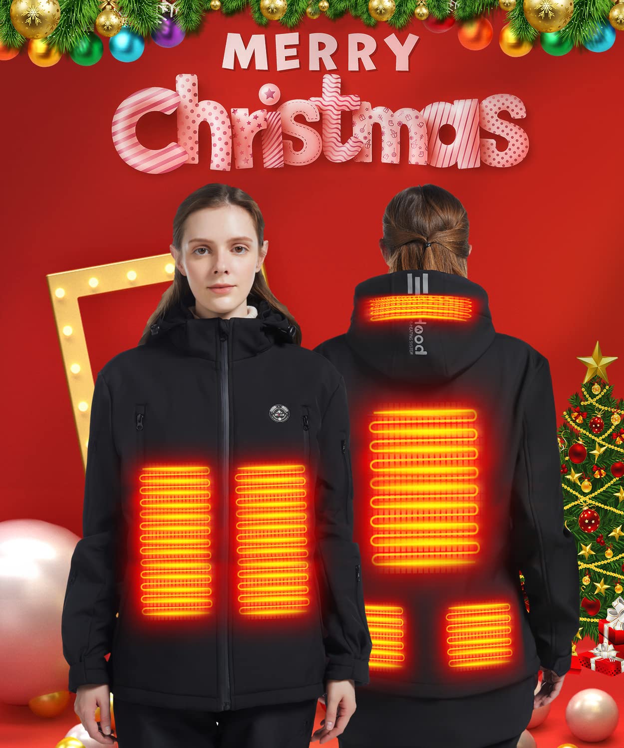 Women's Heated Jacket with 12V Battery Pack, Waterproof Winter Outdoor ...