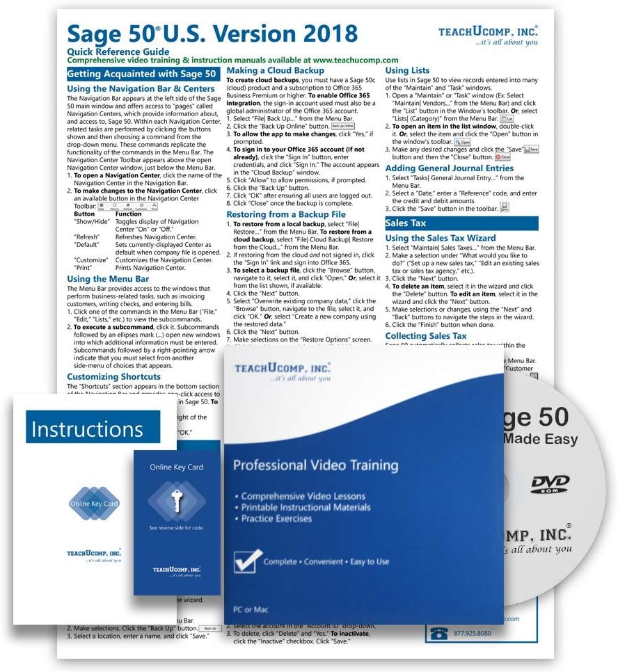 Amazon.com: TEACHUCOMP DELUXE Video Training Tutorial Course for Sage 50 v. 2018 (U.S. Version ...