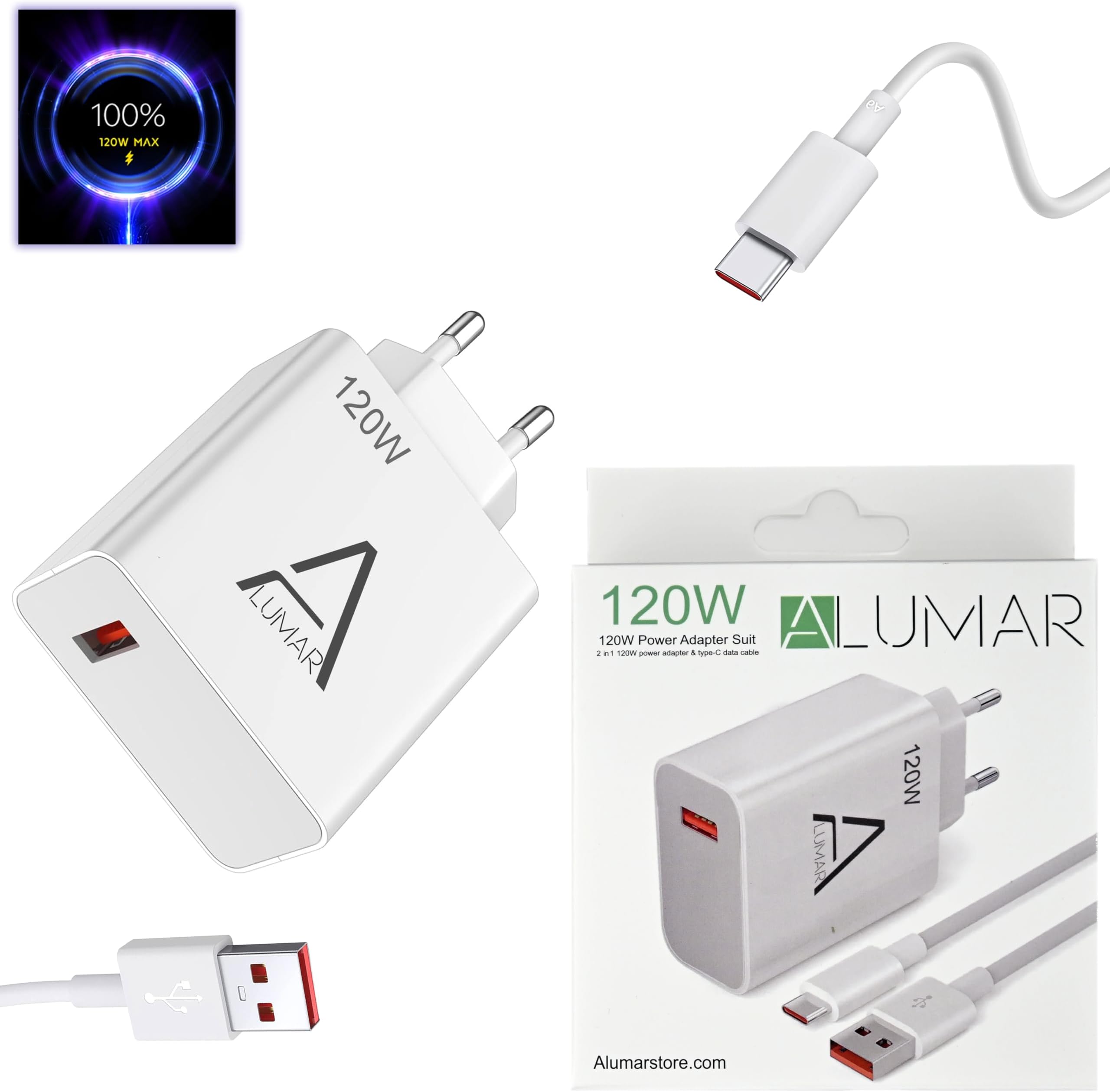 Chargeur Hypercharge Mi Turbo Charge 120 W MAX, V2 avec câble USB C 6A ...