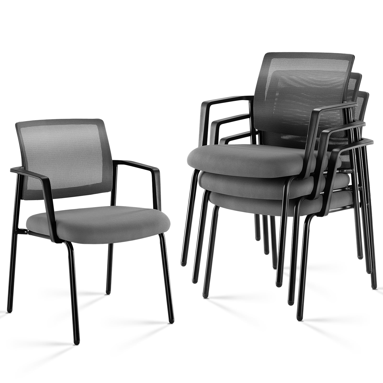 Amazon.com: Sweetcrispy Mesh Back Stacking Arm Chairs 4 Pack ...
