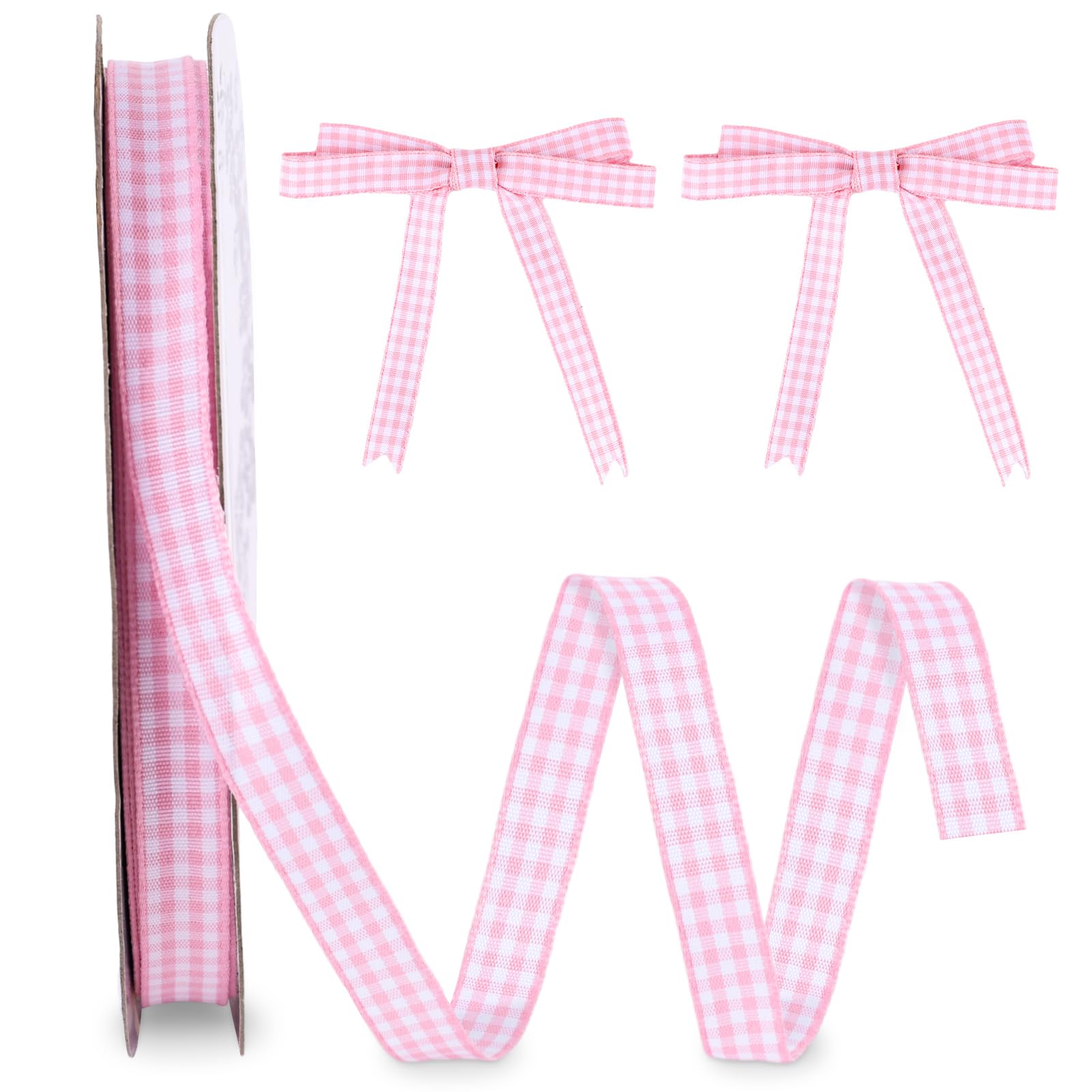 Amazon.com: VGOODALL Pink Gingham Ribbon, 50Yd Buffalo Checker Ribbons Crafts Ribbon for Picnic ...