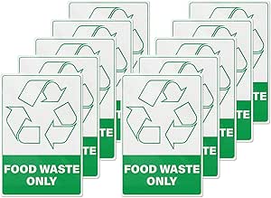 YIKIADA 10 Pack Food Waste Only Sticker 150 × 100 mm Vinyl Removable ...