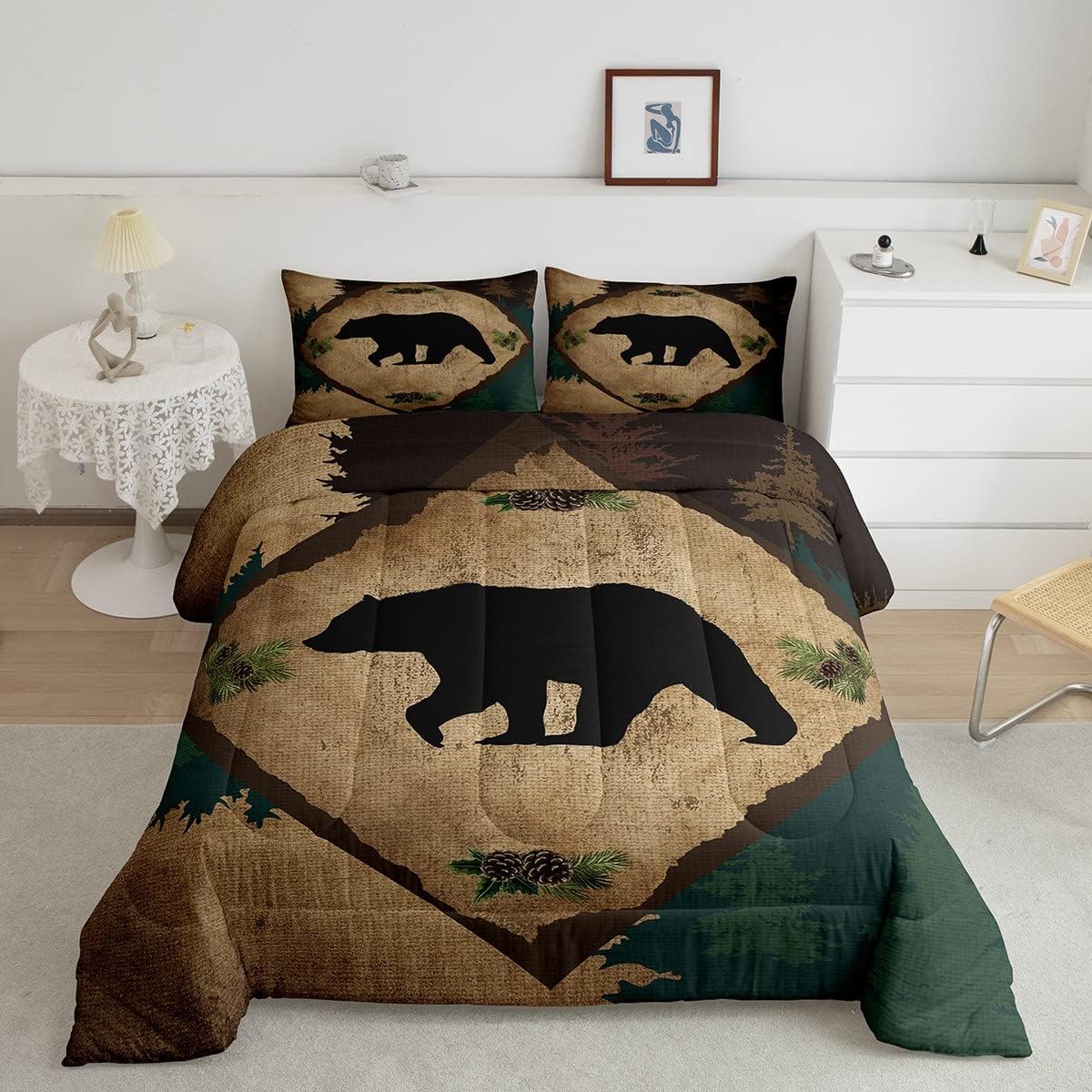 Amazon.com: Homewish Lodge Cabin Comforter Set King Size 3 Pcs Wild ...