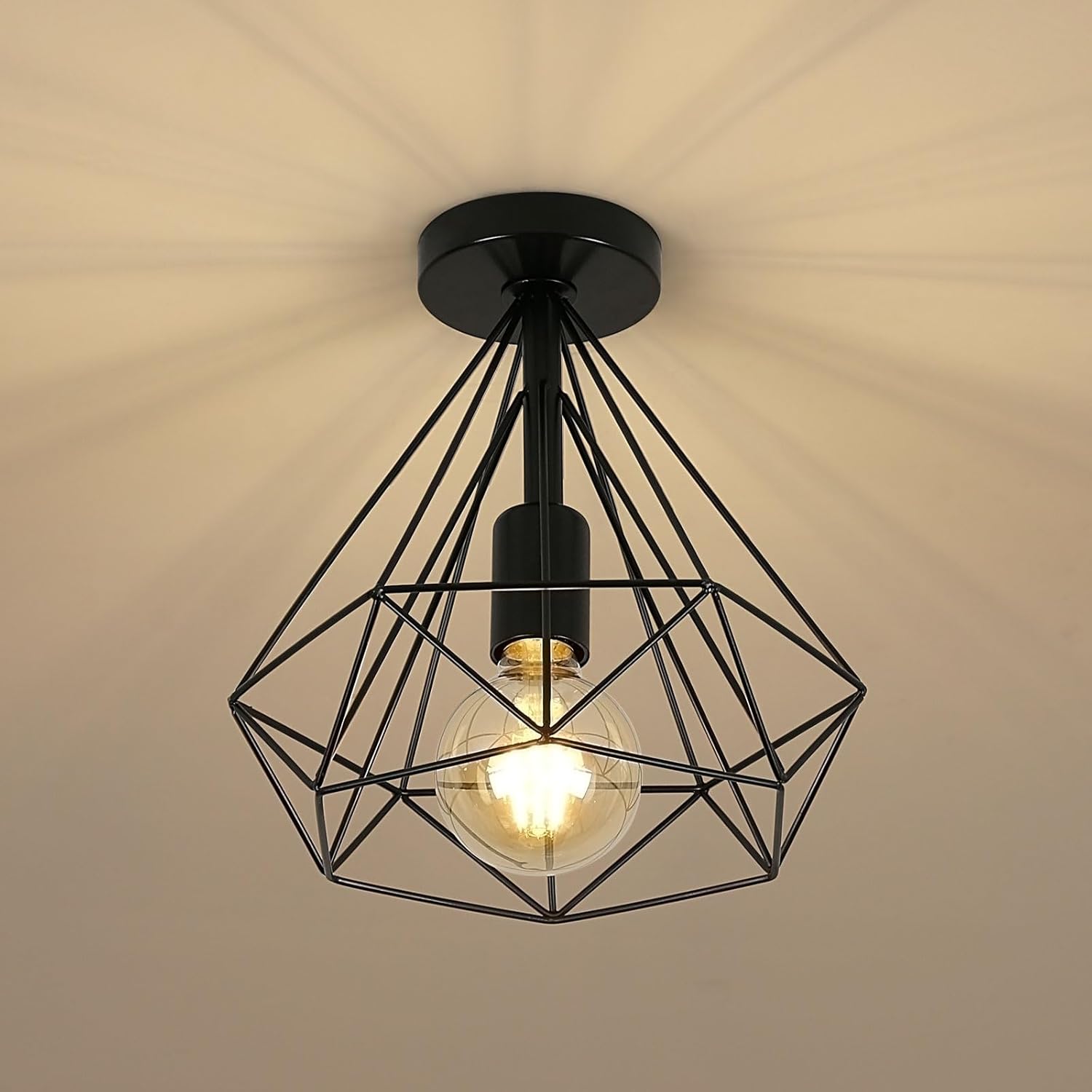 DELIPOP Ceiling Light, Diamond Shape Semi Flush Mount Ceiling Light ...