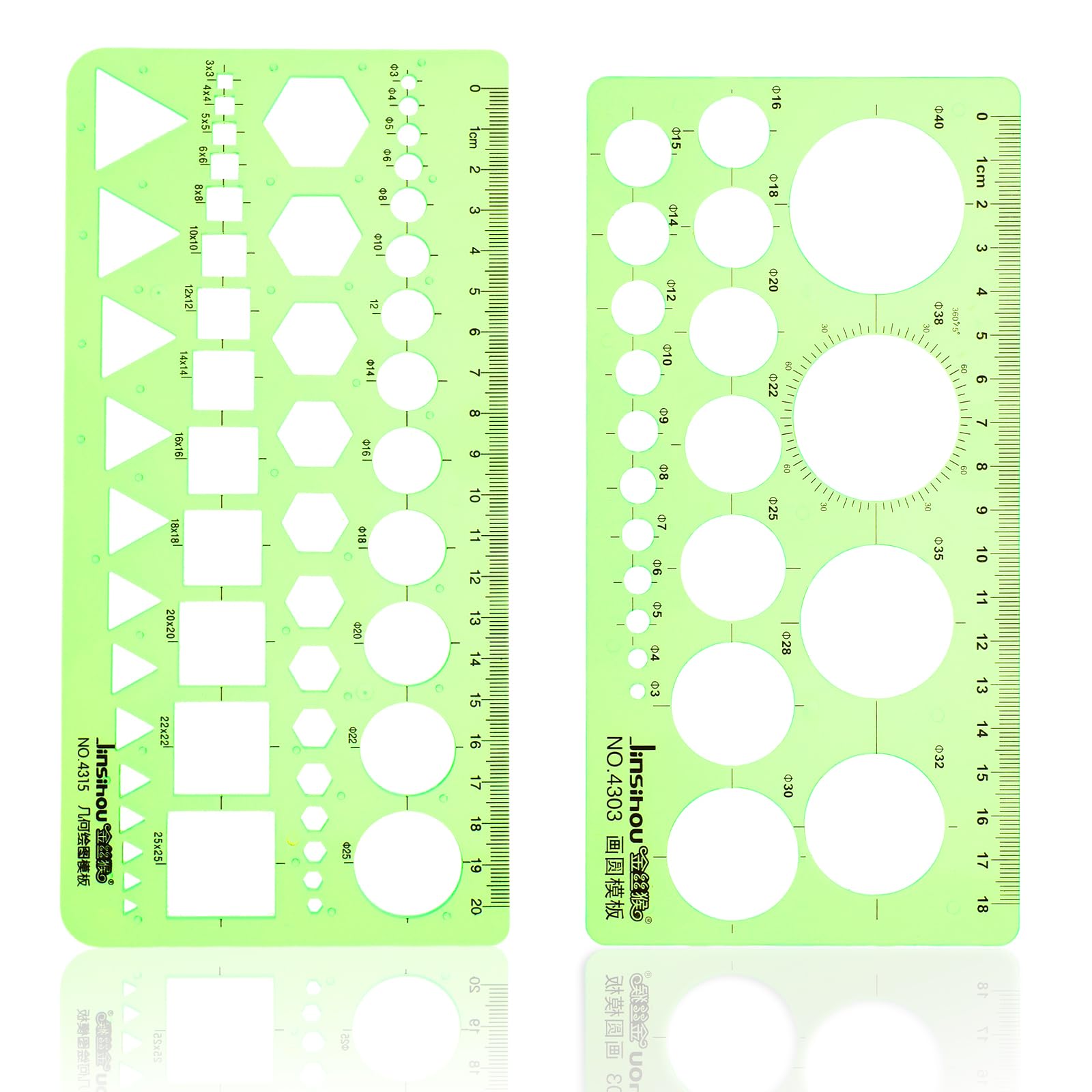 Buy YUXIANLB 2PCS Circle Template Measuring Geometry Ruler Stencils ...