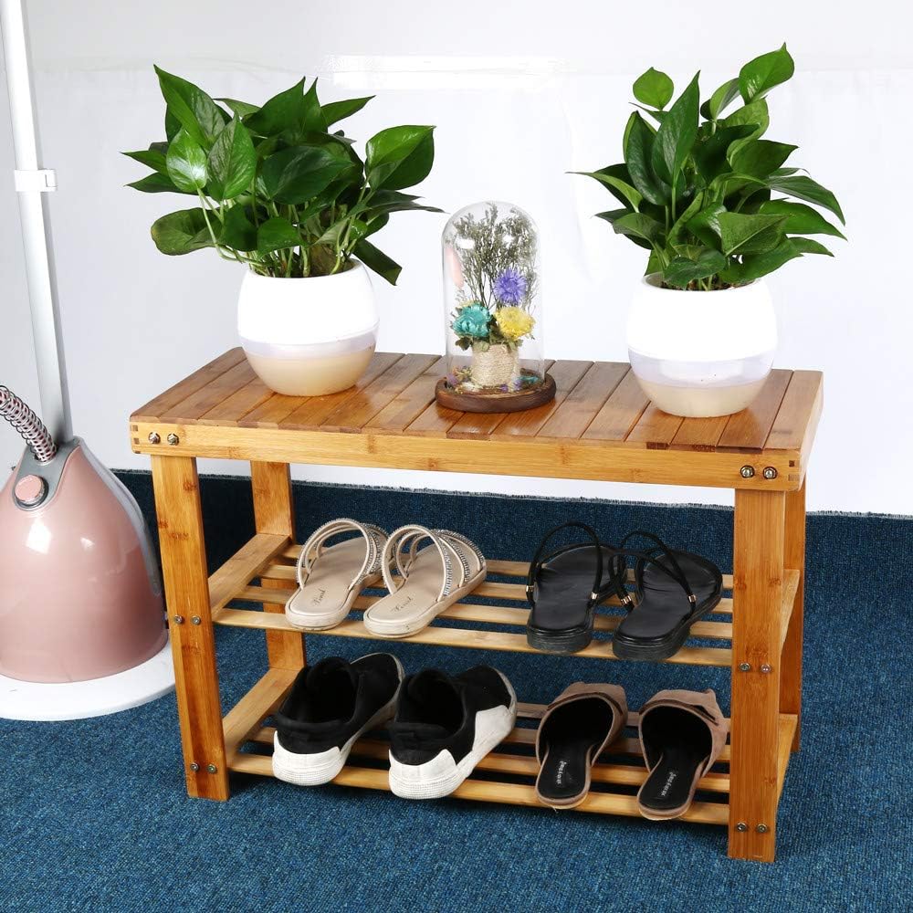 Amazon.com: Shoe Cabinet, Bamboo Stool Shoe Rack Garden Foot Stool ...