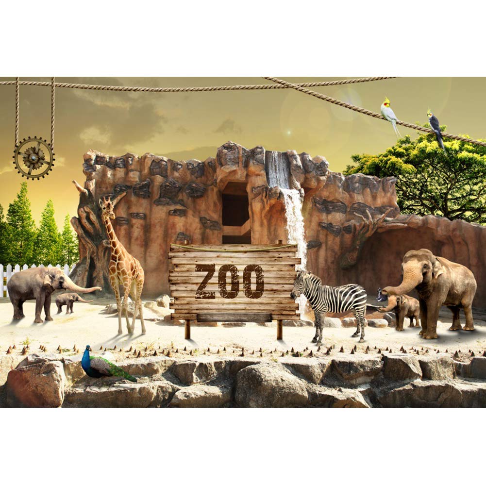 Yongfoto 5x3ft Vinyl Photography Backdrop Jungle Safari Animals Zoo ...