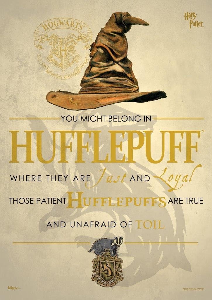 Harry Potter - Hufflepuff - Hogwarts Sorting Hat House Quote Poster ...