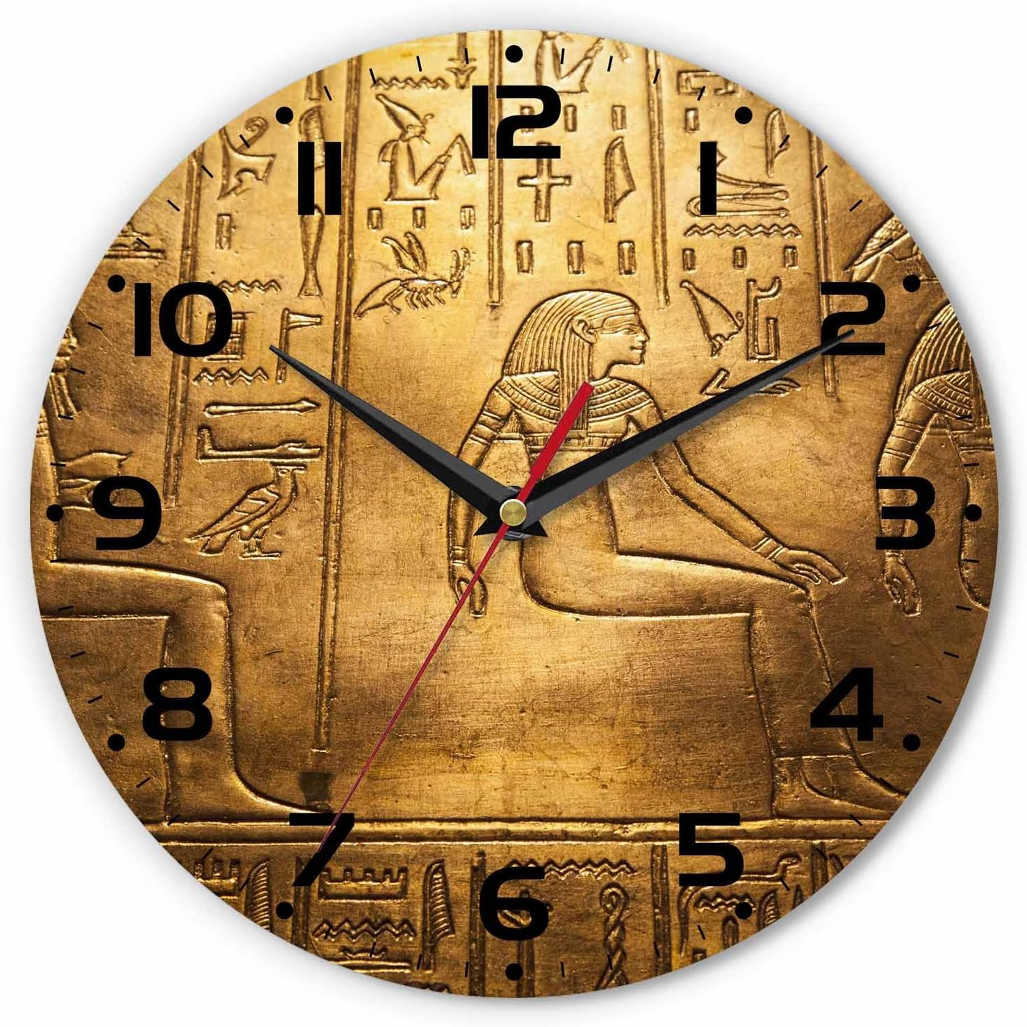 Amazon.com: Egyptian Hieroglyphics Wall Clock Ancient Golden Art ...