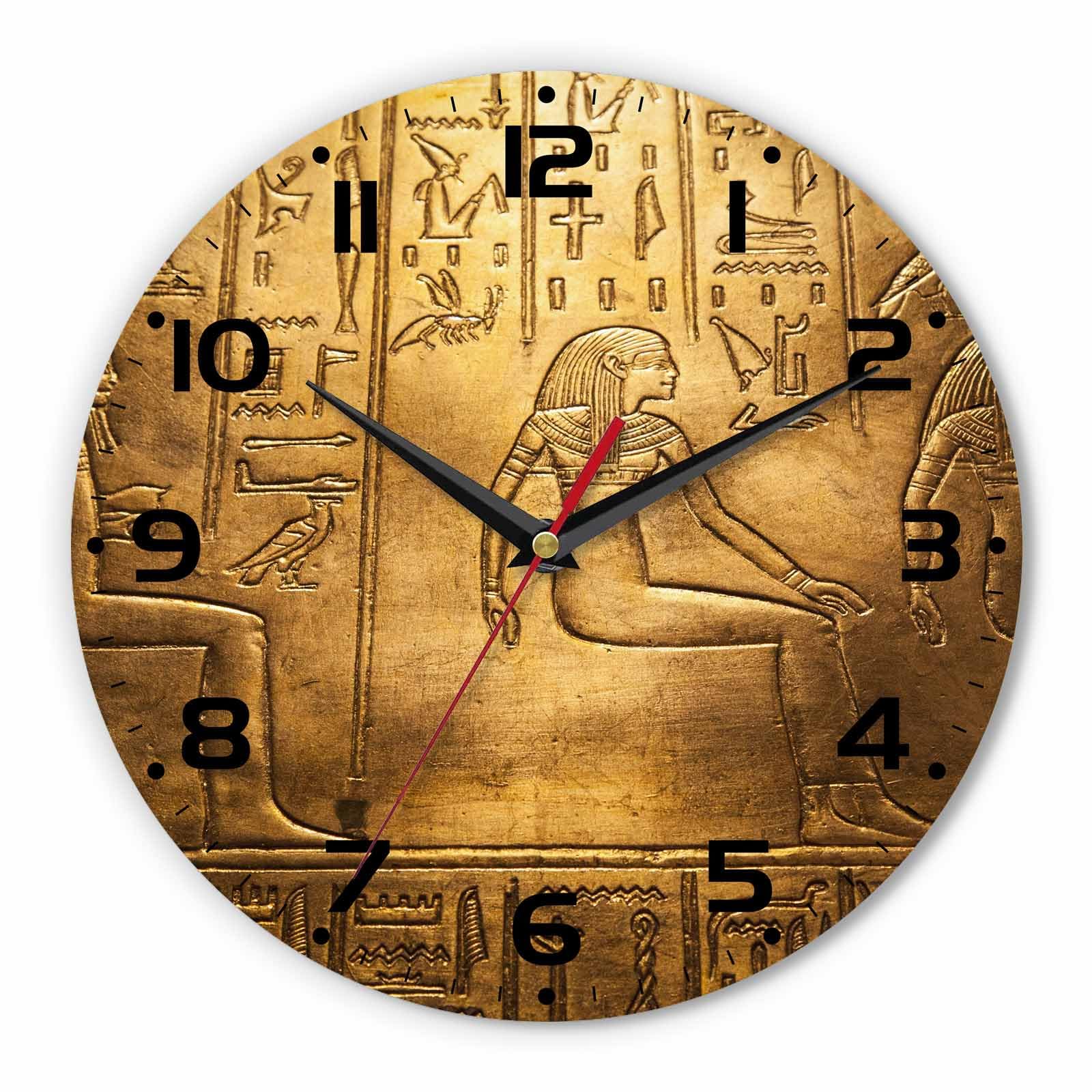 Amazon.com: Egyptian Hieroglyphics Wall Clock Ancient Golden Art ...
