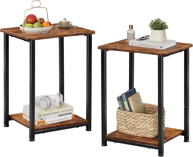 Amazon.com: WLIVE End Tables Set of 2, 2-Tier Small Side Tables with ...