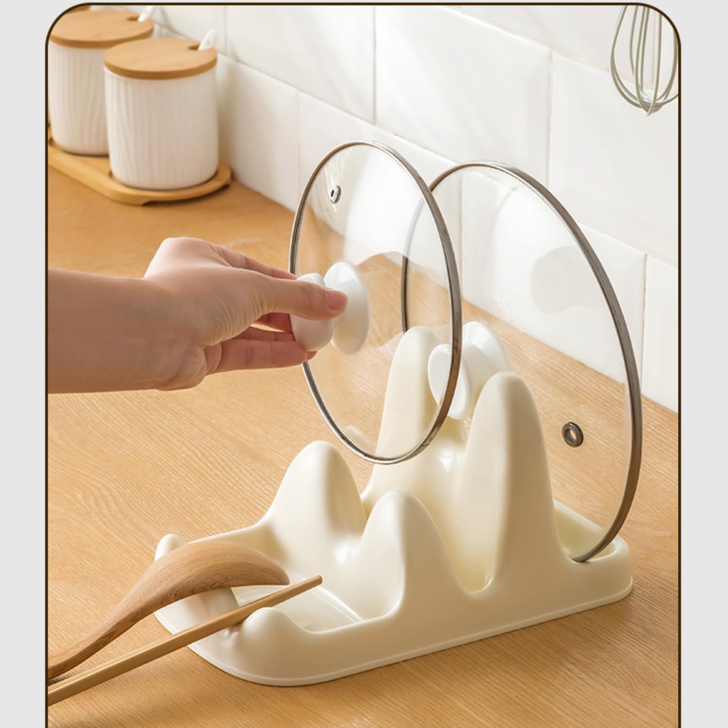 Amazon.com - ELUNEHC Spoon Rest and Pot Lid Holder,Pan Pot Cover Lid ...