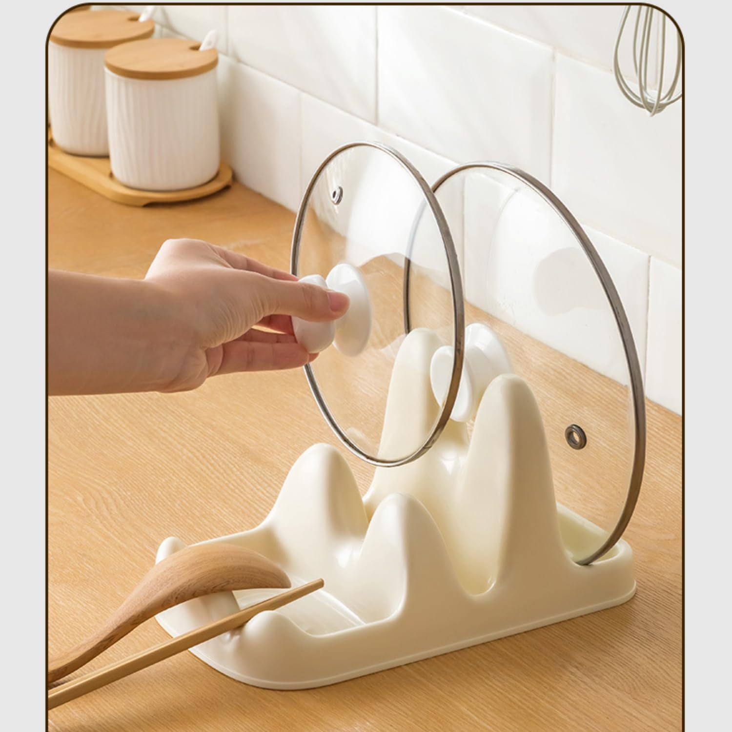 Amazon.com - ELUNEHC Spoon Rest and Pot Lid Holder,Pan Pot Cover Lid ...