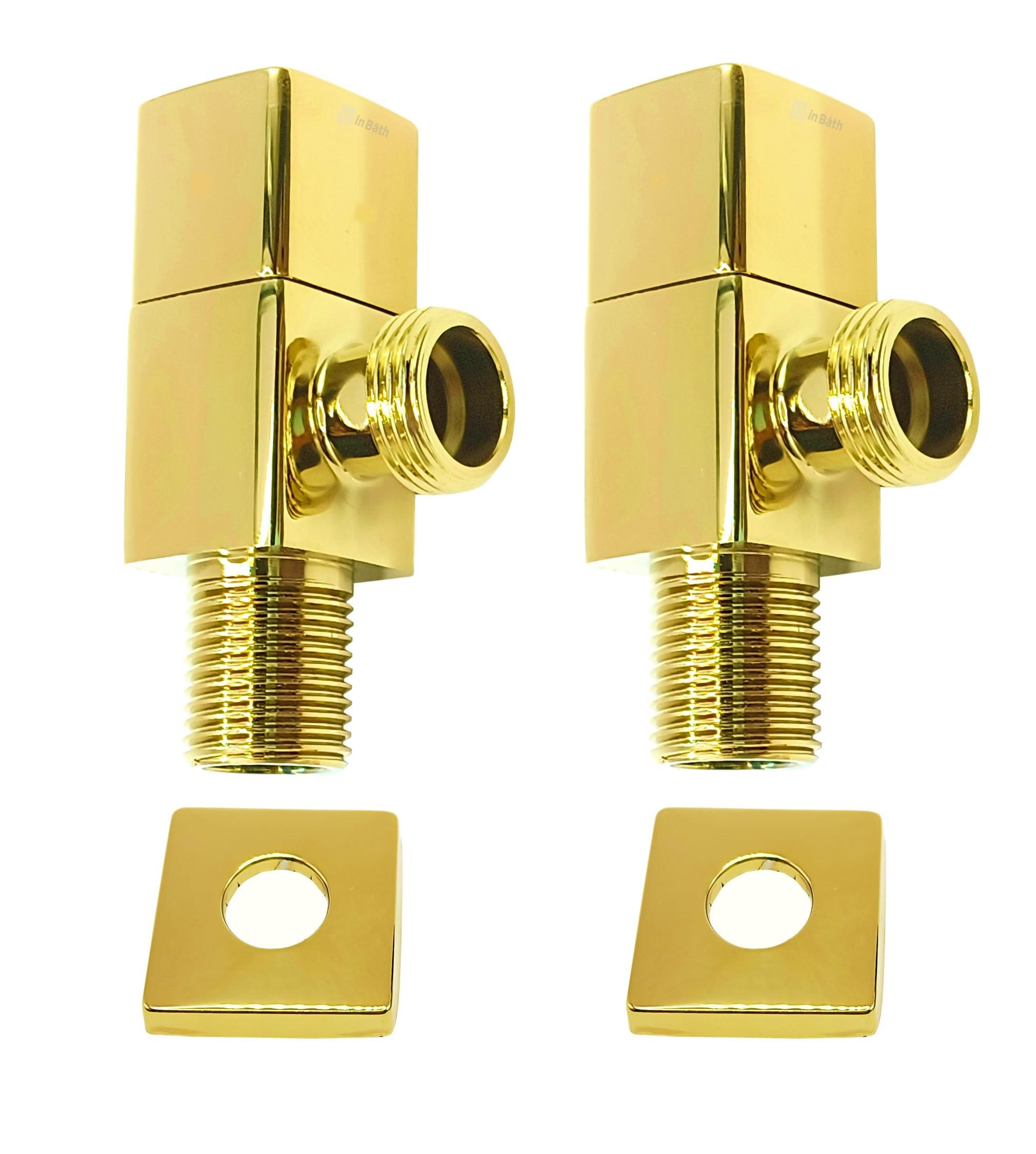 InBath Square Brass Angle Valve With Square Wall Flange| Gold Colour ...