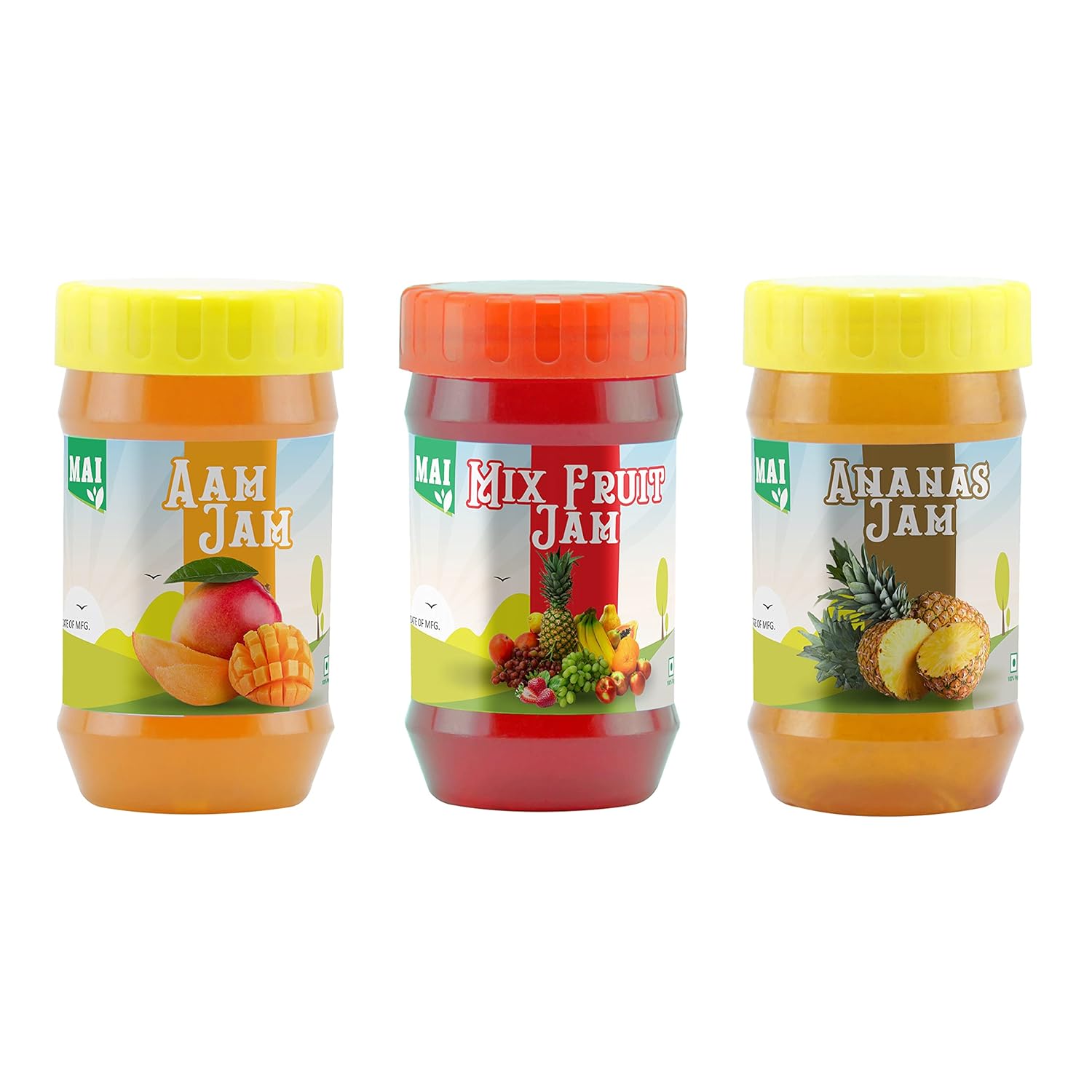 MAI [Aam Jam, Mix Fruit Jam, Ananas Jam] Combo Pack of 3 (Each 200gm ...
