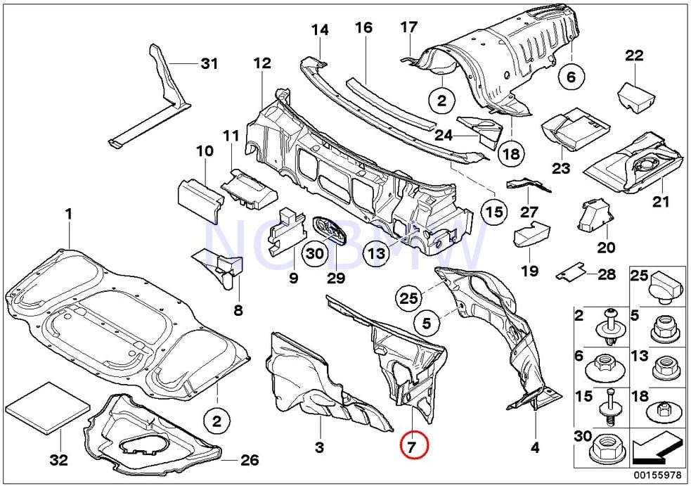 Amazon.com: BMW Genuine Front Left Of Bulkhead Sound Insulation ...