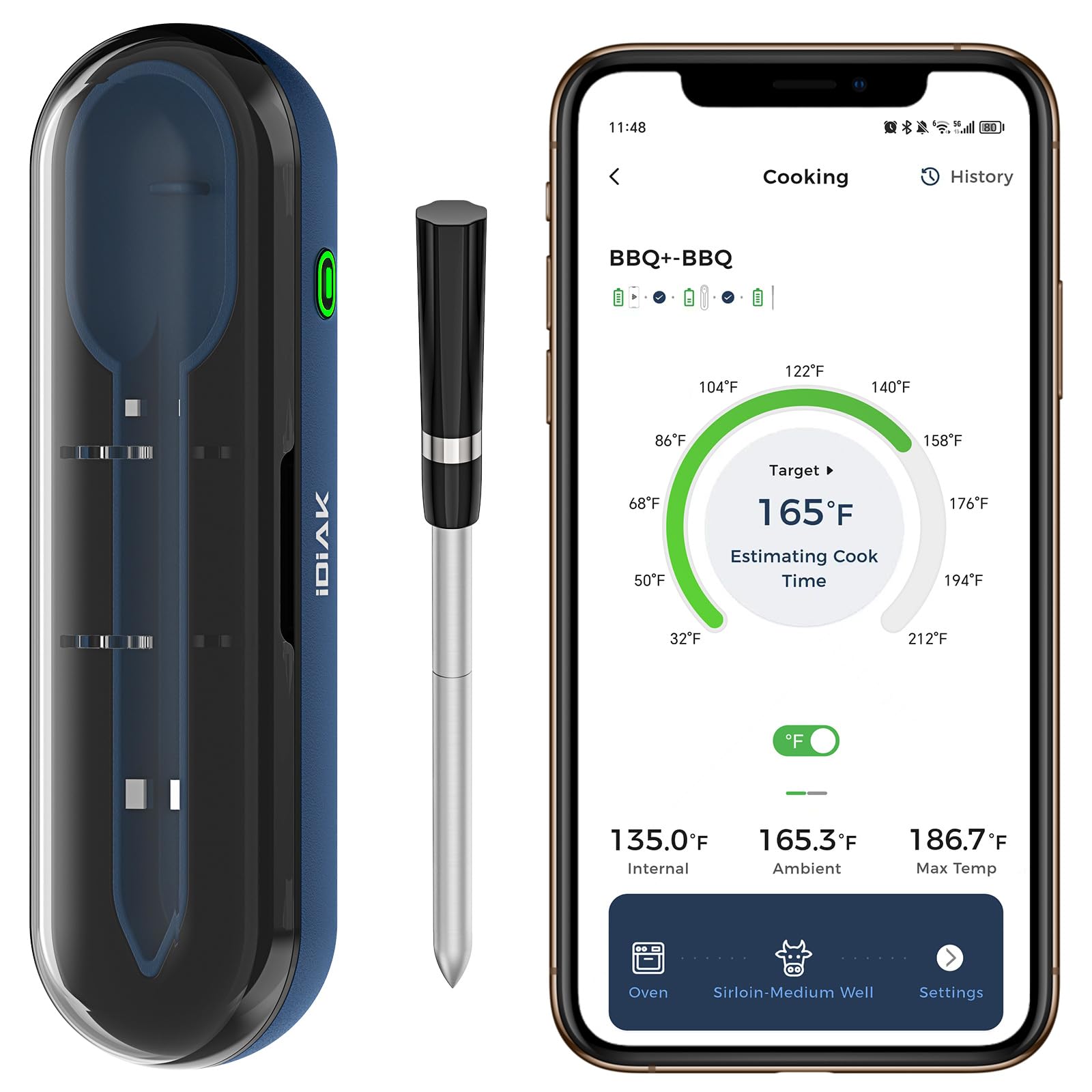 Amazon.com: iDiAK Wireless Meat Thermometer with Four-Clover Probe ...