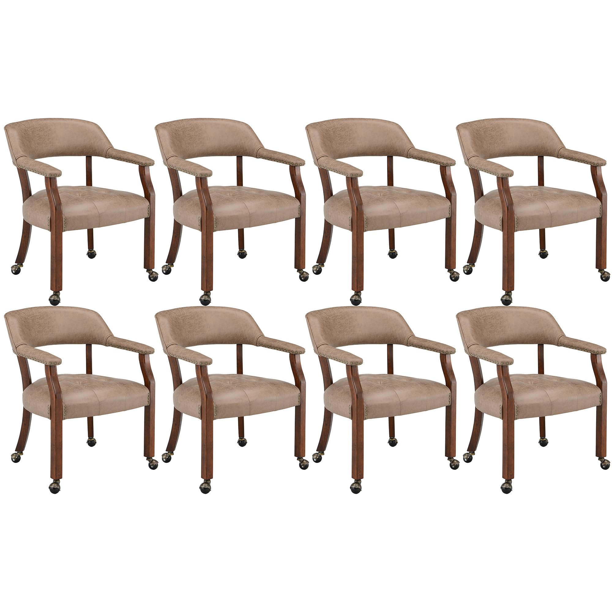 Amazon.com: LEEMTORIG Set of 8 Large Dining Chairs with Casters and ...